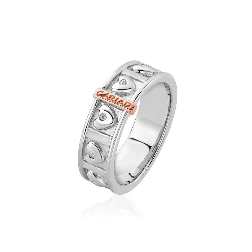Clogau Cariad Silver Hearts Band Ring 3SCADBR | H&H Jewellers Cheshire ...