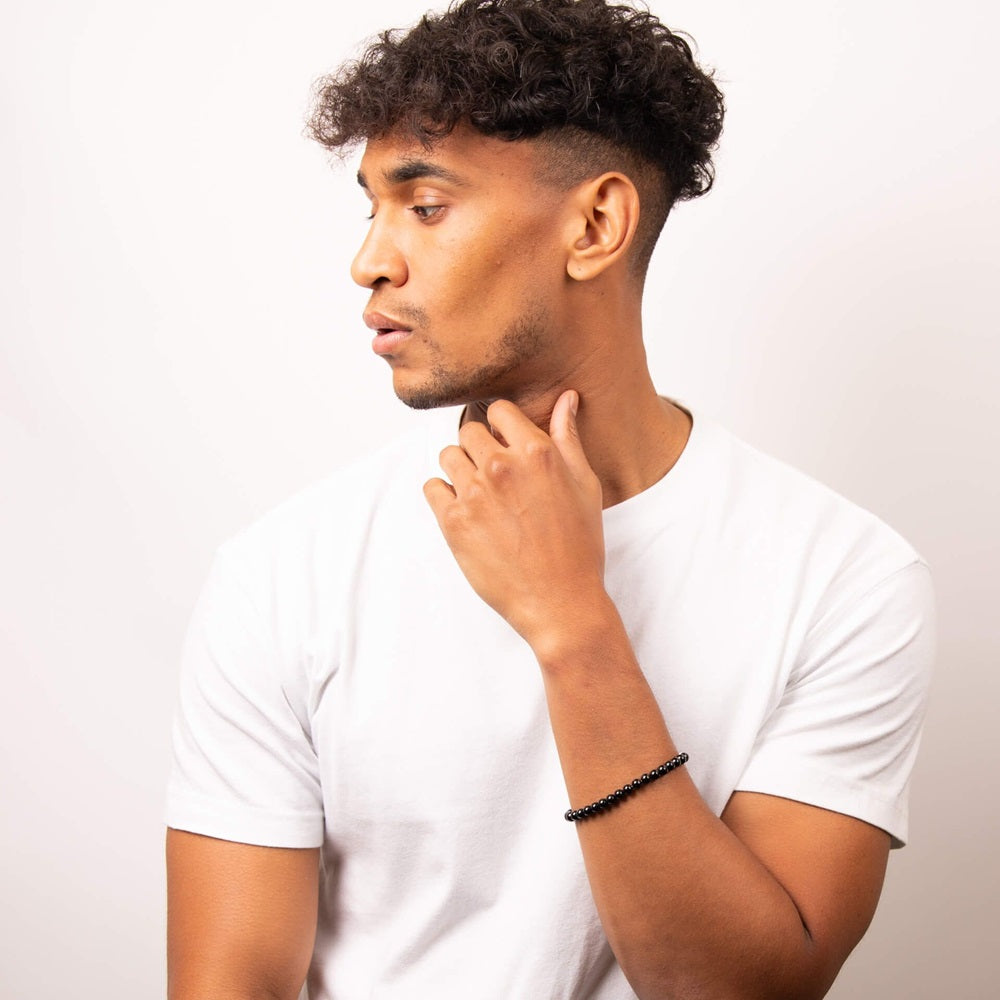 Fred Bennett Black Onyx Bead Mens Bracelet B5425B | H&H Cheshire ...