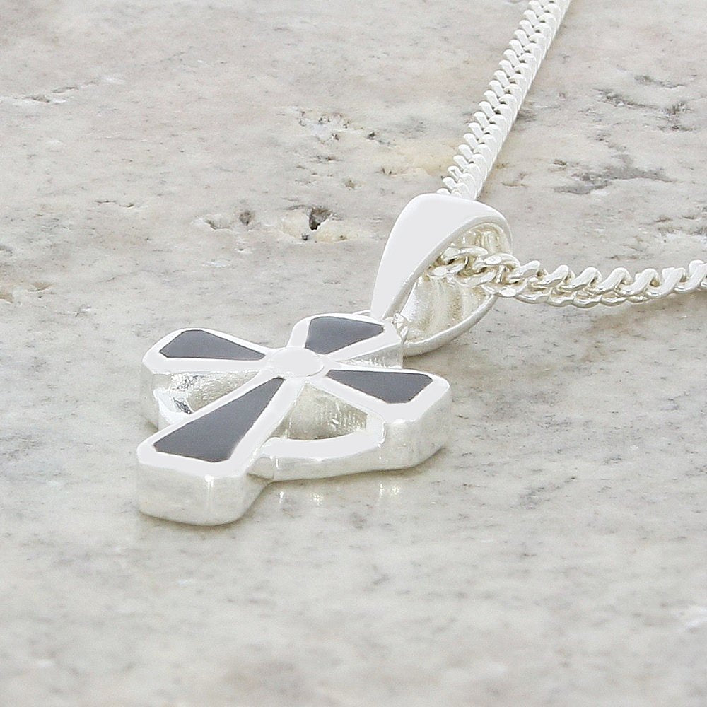 Whitby Jet Sterling Silver Celtic Cross Pendant and Chain DBJ522 | H&H ...