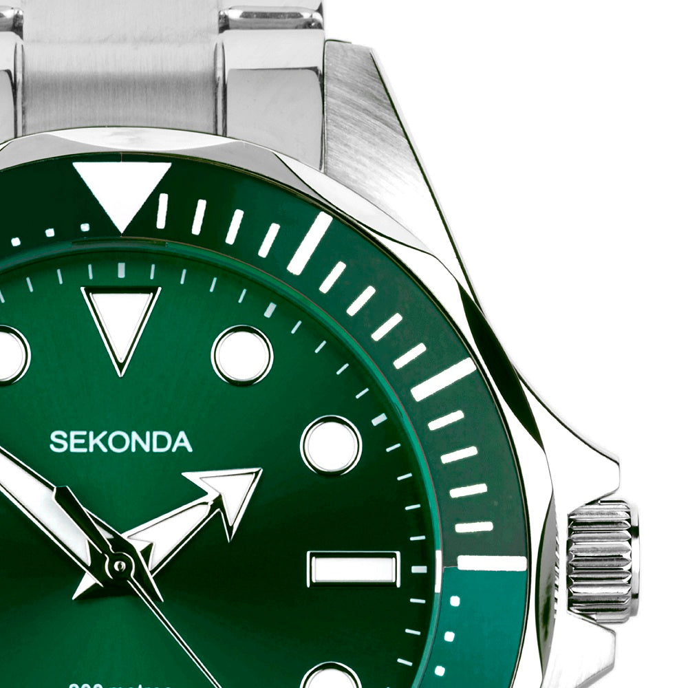 Sekonda Hudson Dive Mens Watch Stainless Steel Green Dial 30096| H&H ...